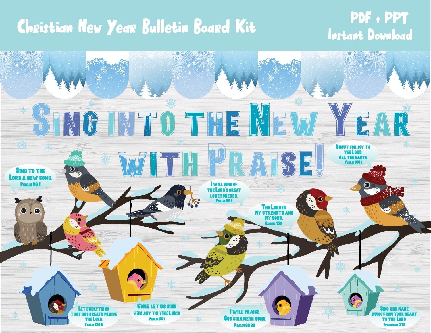 Christian January New Year Bulletin Board Kit/2026 Church Sunday School ...