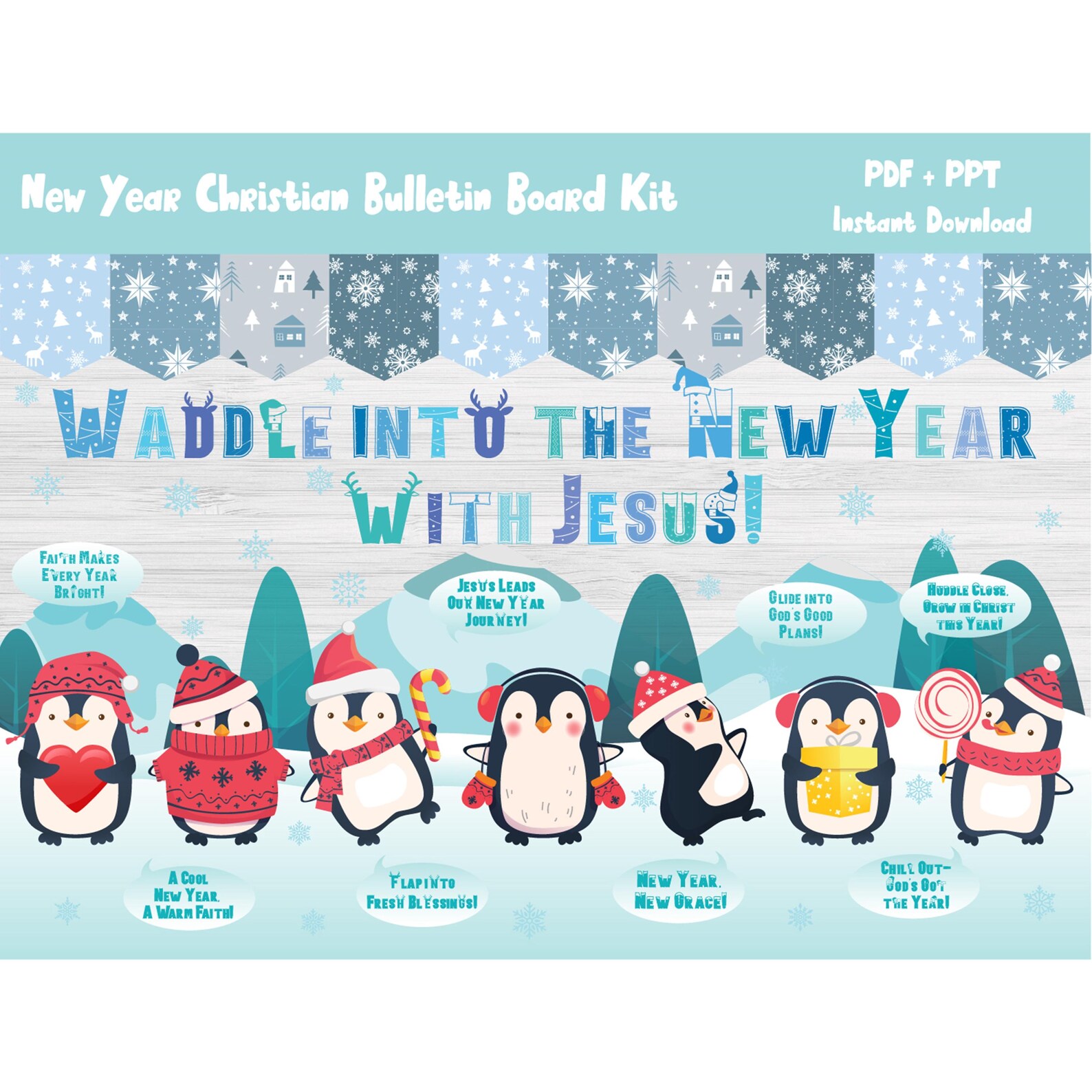 Christian January New Year Bulletin Board Kit/2026 Church Sunday School ...