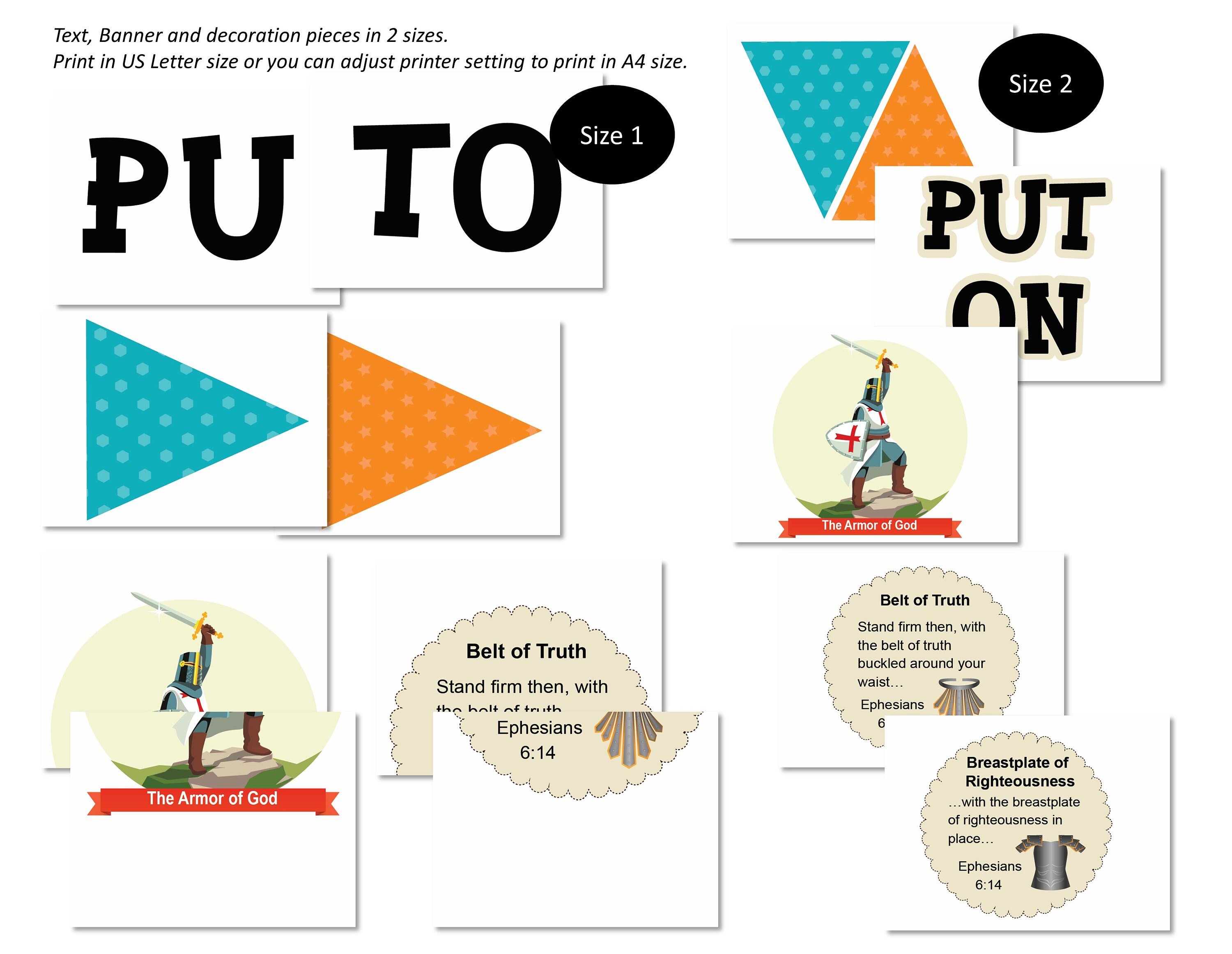 Armor of God/christian Bulletin Board Kit/church Print/bible Verse ...