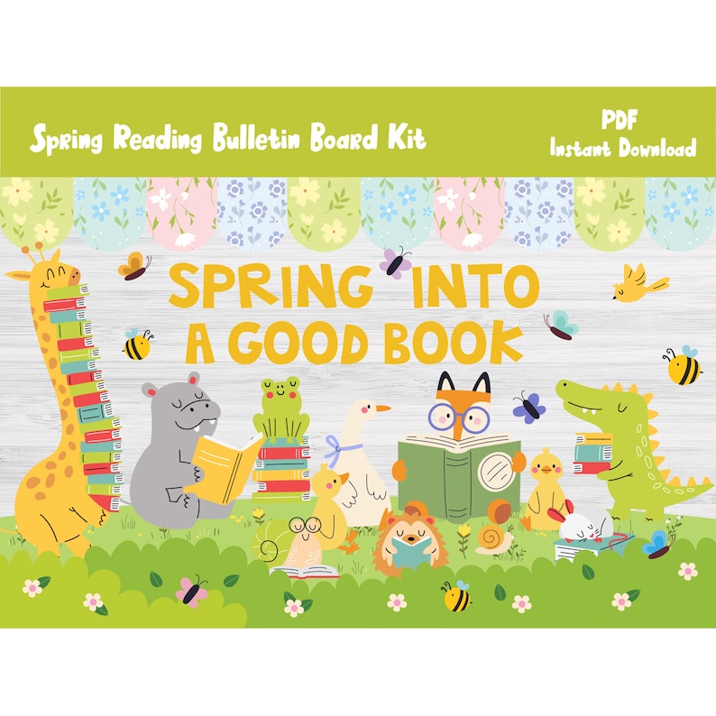 Spring Library Reading Bulletin Board Kit/march April Classroom Wall ...