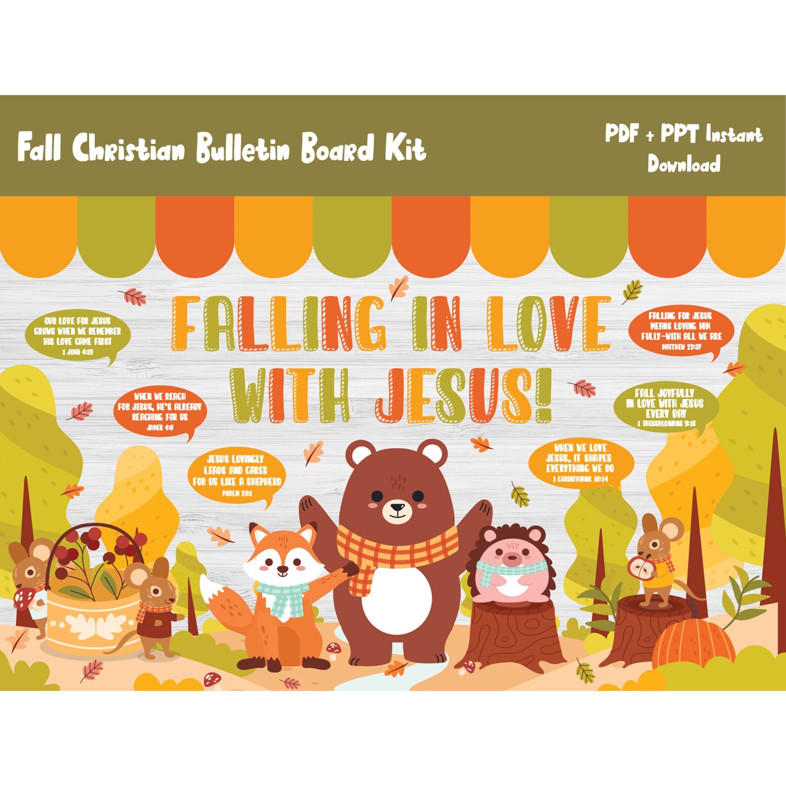 Fall Christian Bulletin Board Kit/sunday School/church Wall Decor ...