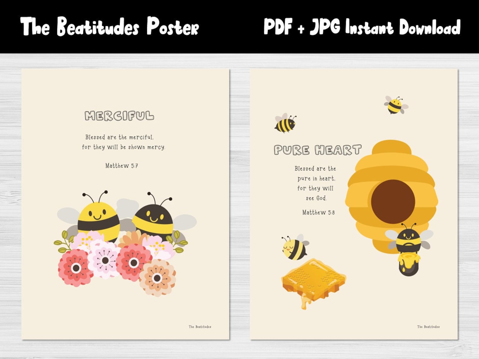 8 the Beatitudes Poster/christian Bulletin Board Kit/bible Verse ...