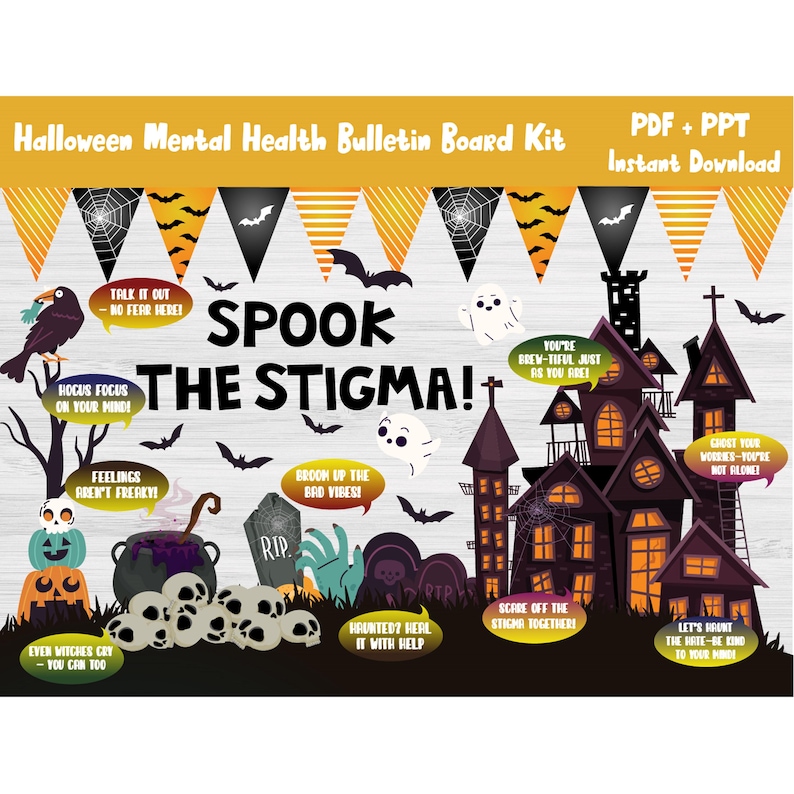 Halloween Mental Health Bulletin Board Kit/fall High School Counselor ...