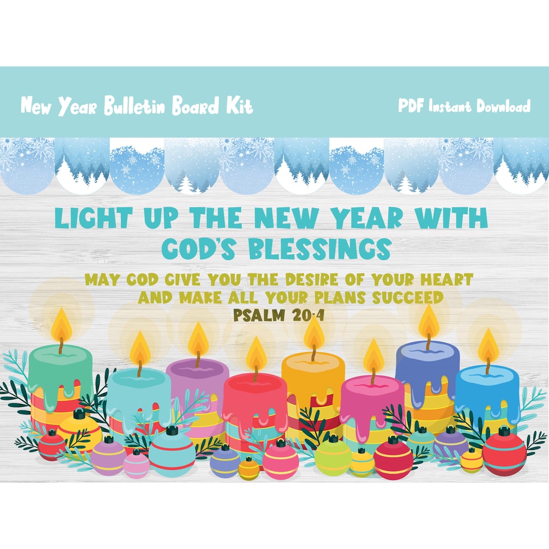 New Year Church Bulletin Board Kit/january Sunday School Christian ...