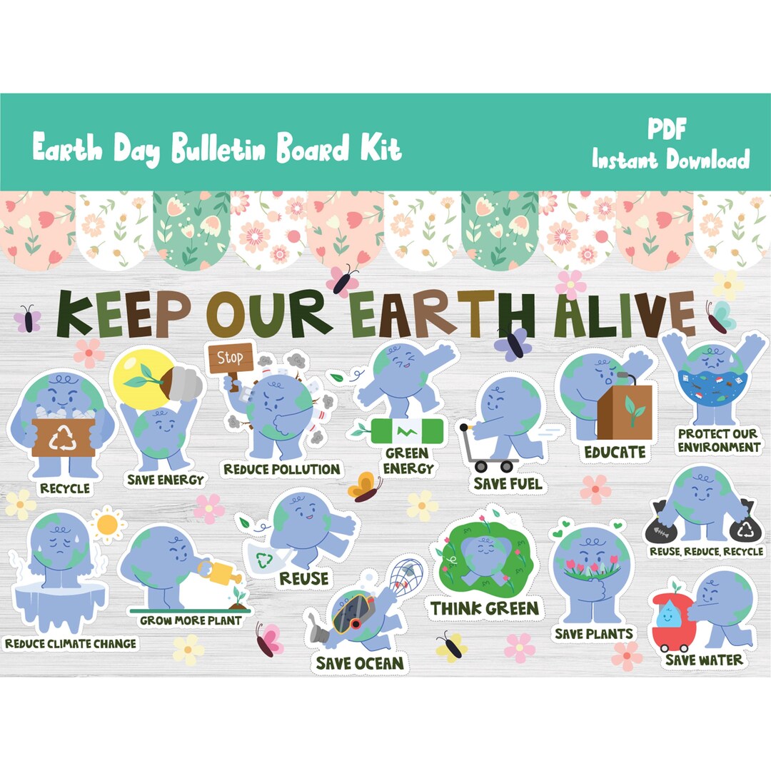 Earth Day Bulletin Board Kit/reduce Reuse Recycle/april Classroom Wall ...