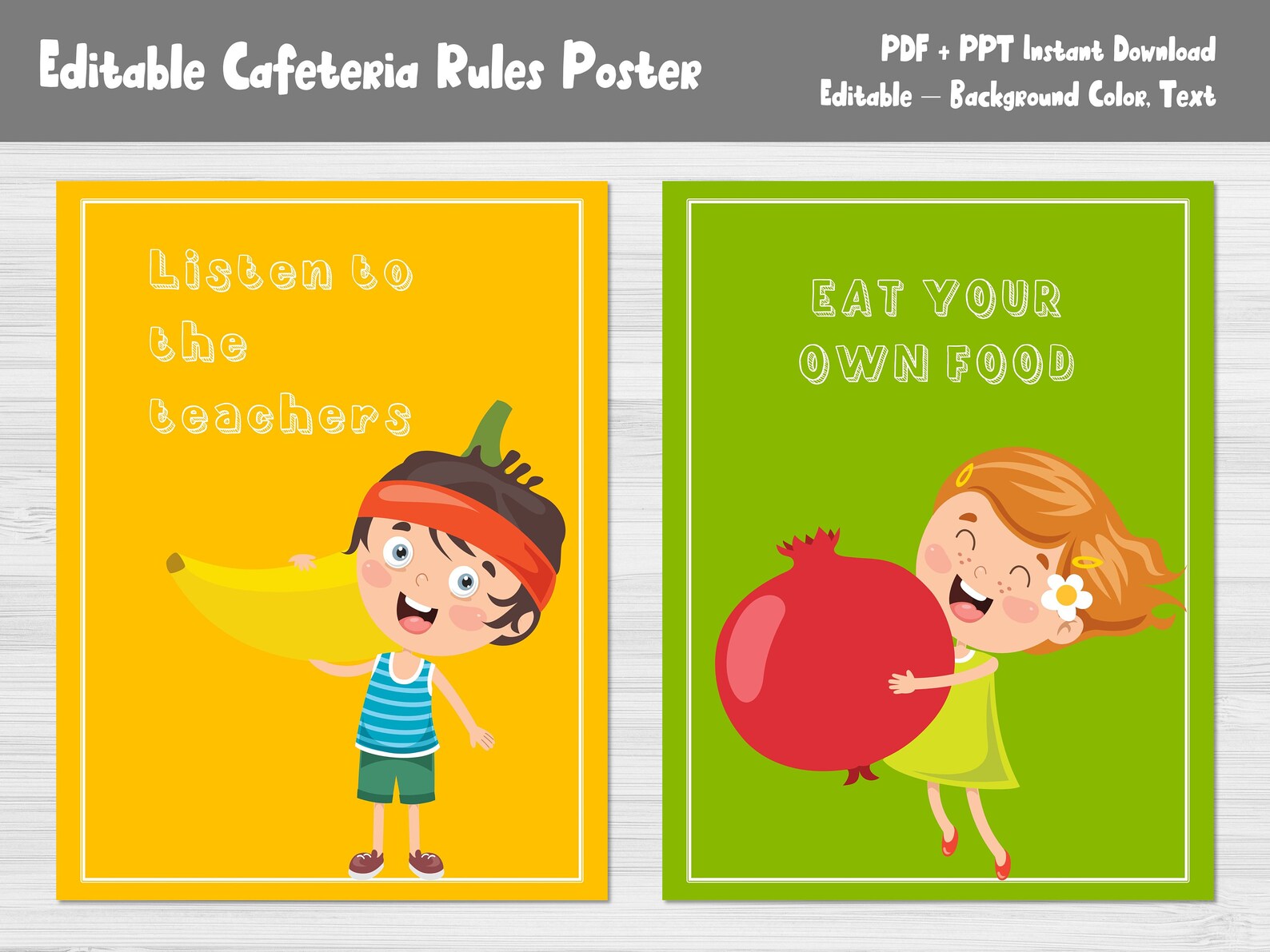 8 Cafeteria Bulletin Board Kit/kindergarten Lunch Room Posters ...