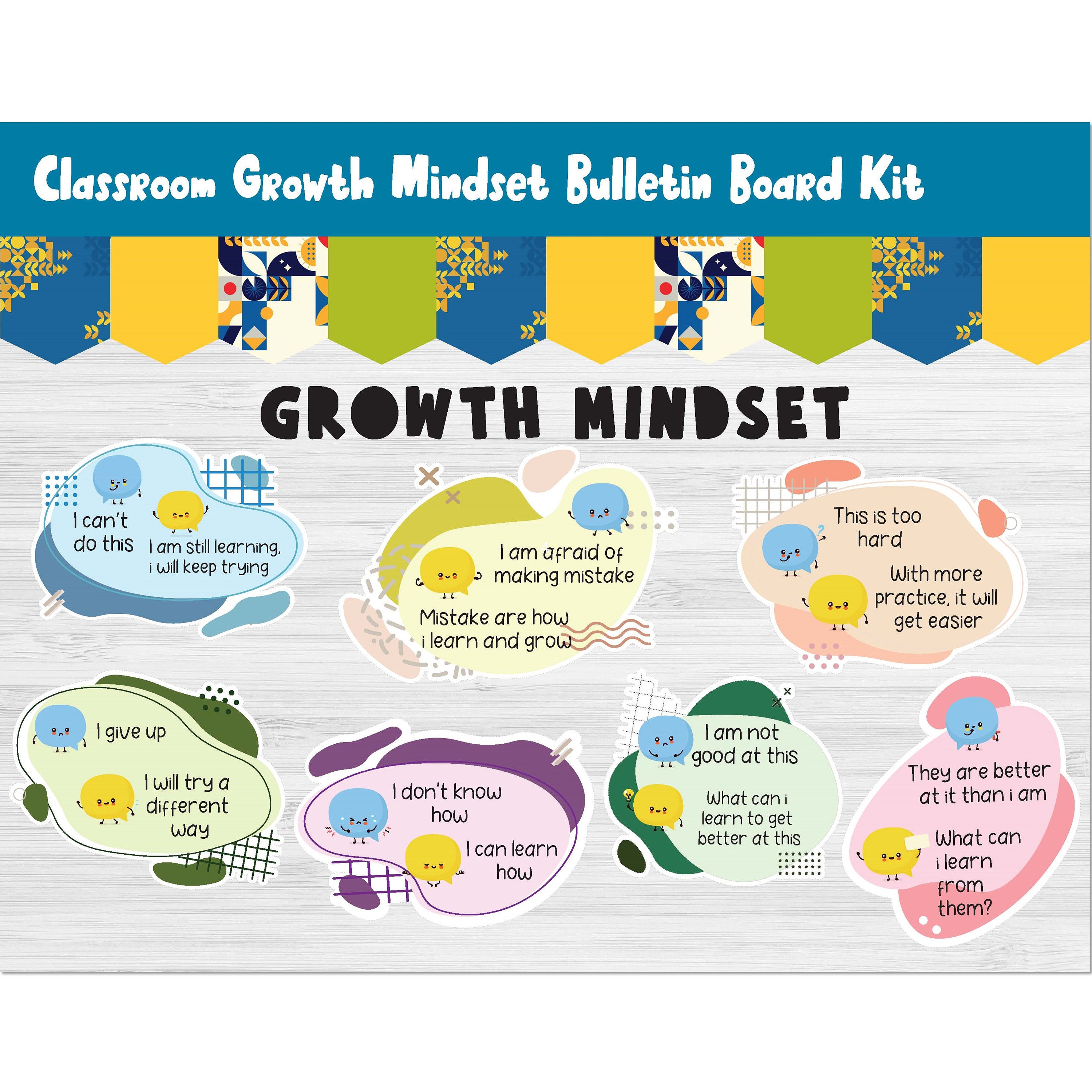 Growth Mindset Bulletin Board Kit/kindergarten Classroom Motivational ...
