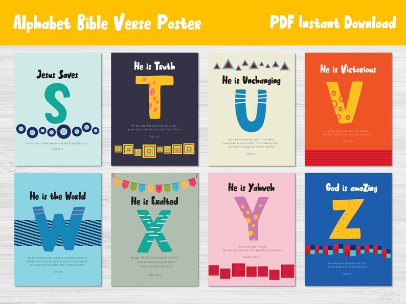 ABC Alphabet Bible Verse Poster/christian Scripture Wall - Etsy