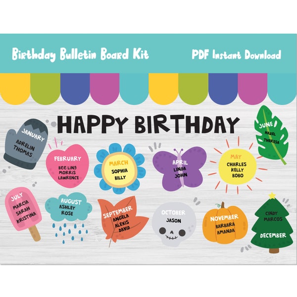 Birthday Display Bulletin Board Kit - Etsy