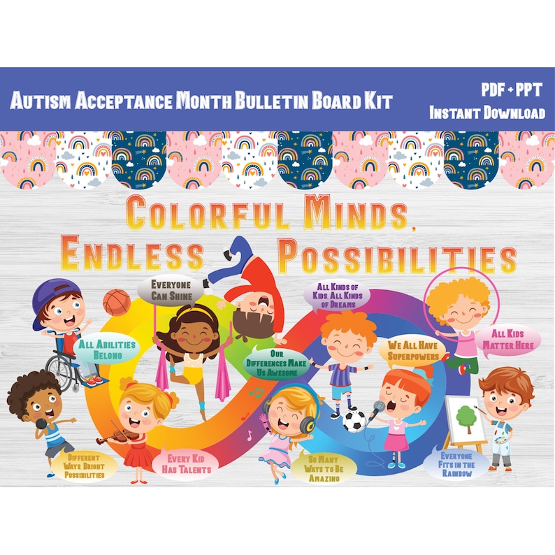 Autism Acceptance Bulletin Board Kit/inclusion/diversity/neurodiversity ...