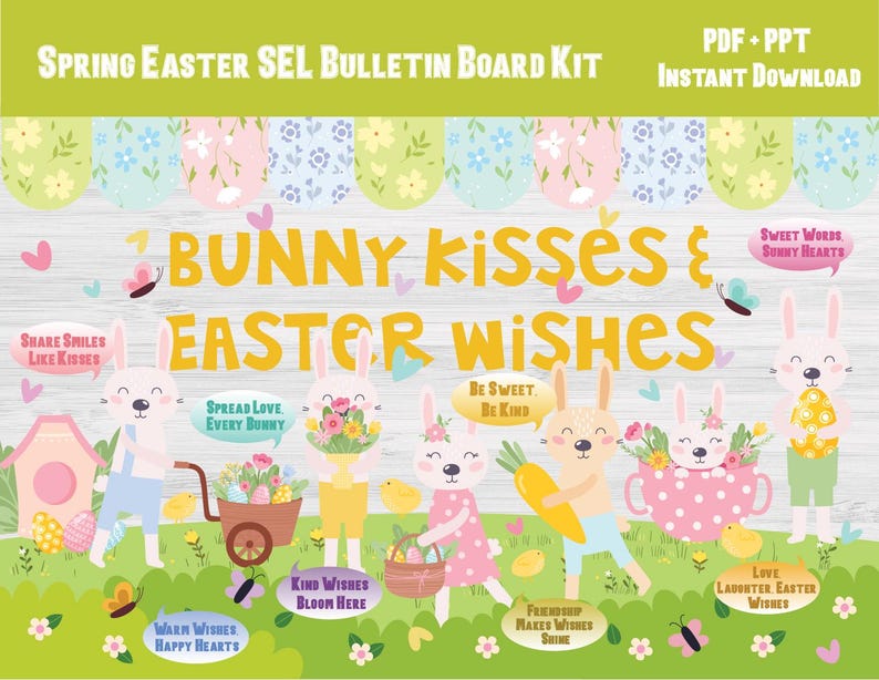 Easter Bunny Spring Social Emotional Learning Bulletin Board Kit/april ...