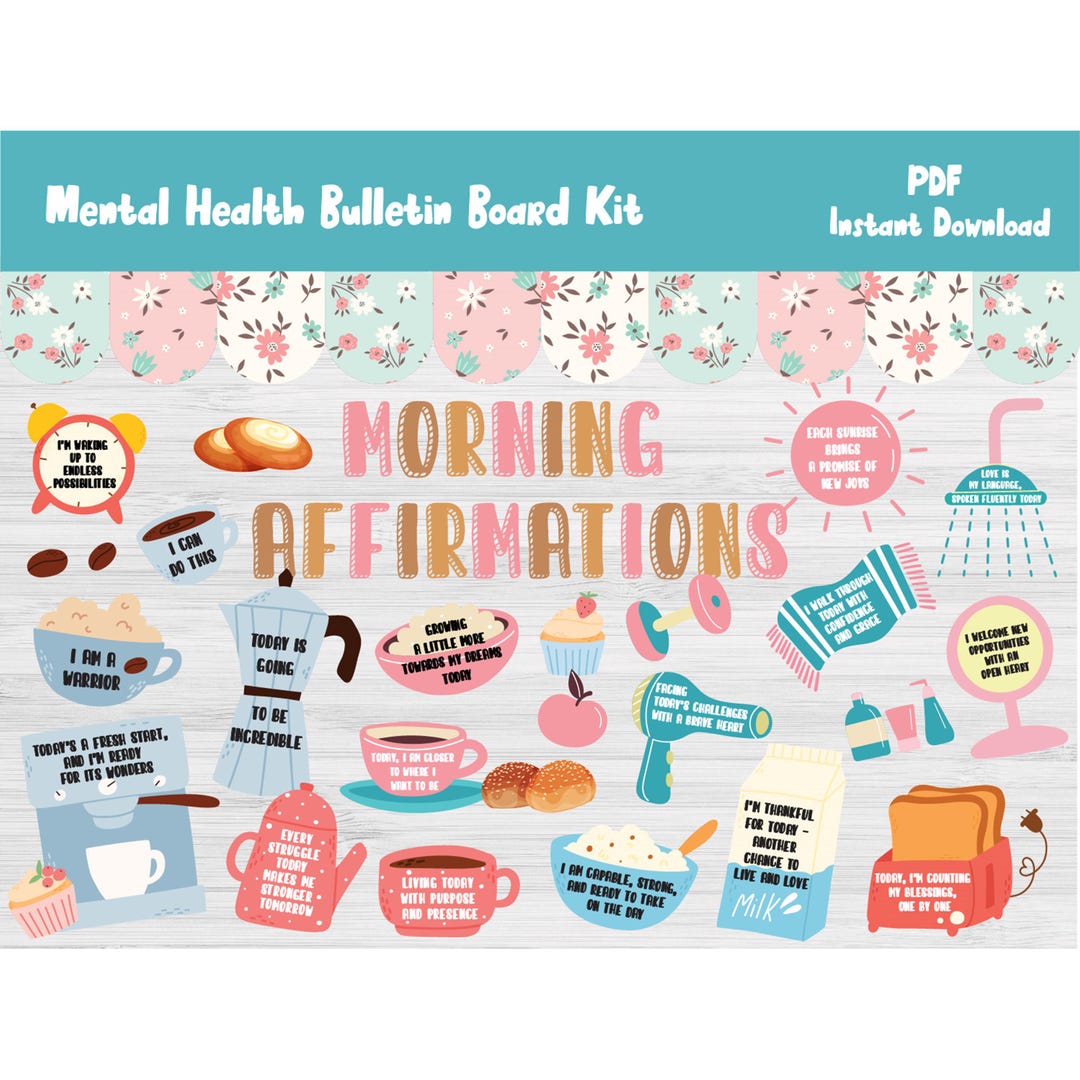 Mental Health Bulletin Board Kit/positive Affirmation/school Counselor ...