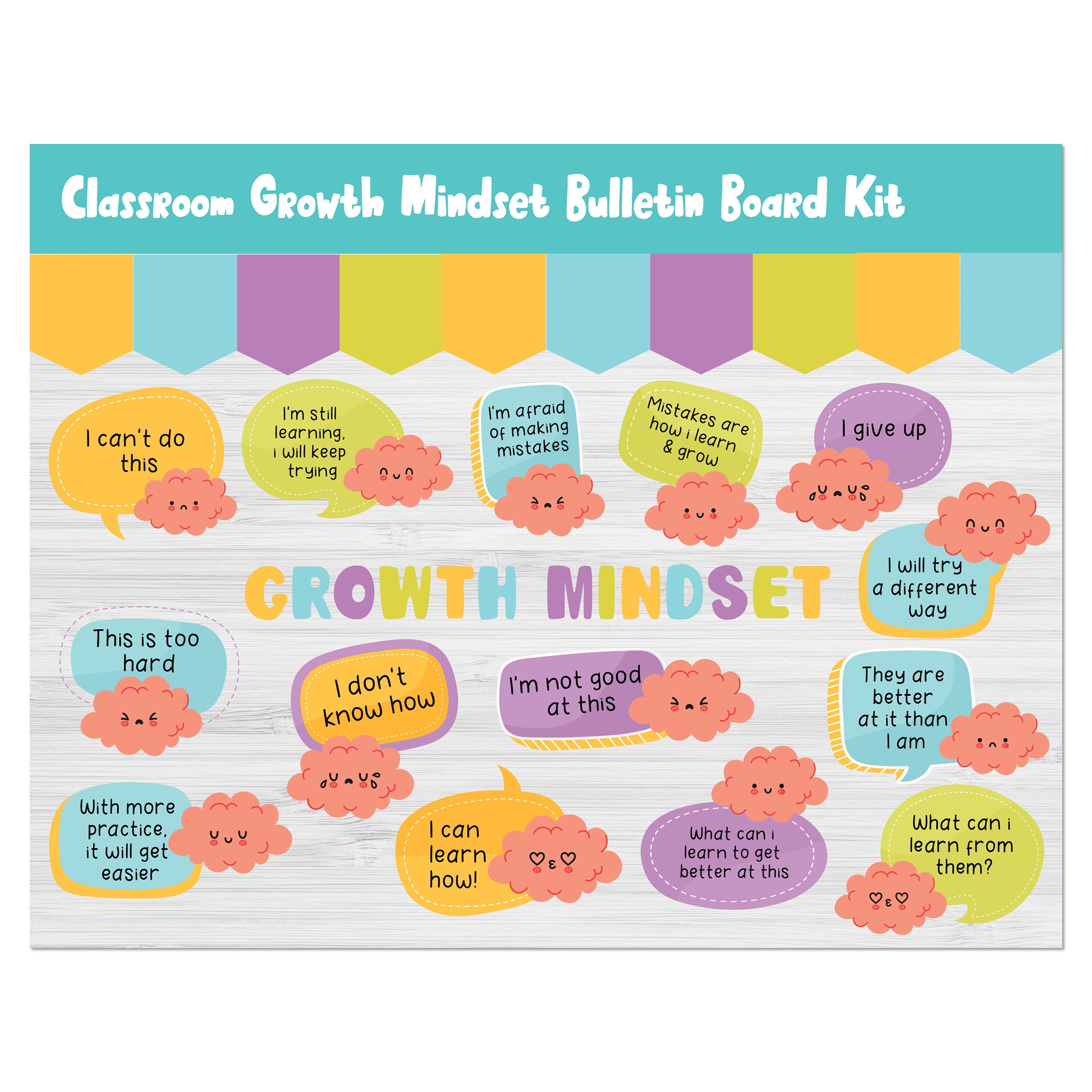 Growth Mindset Bulletin Board Kit/kindergarten Classroom Motivational ...