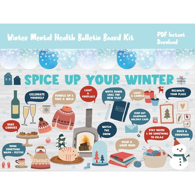 Winter Mental Health Awareness Bulletin Board Kit/classroom Decor ...