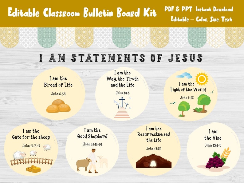 Jesus I Am Statement/christian Bulletin Board Kit/bible - Etsy