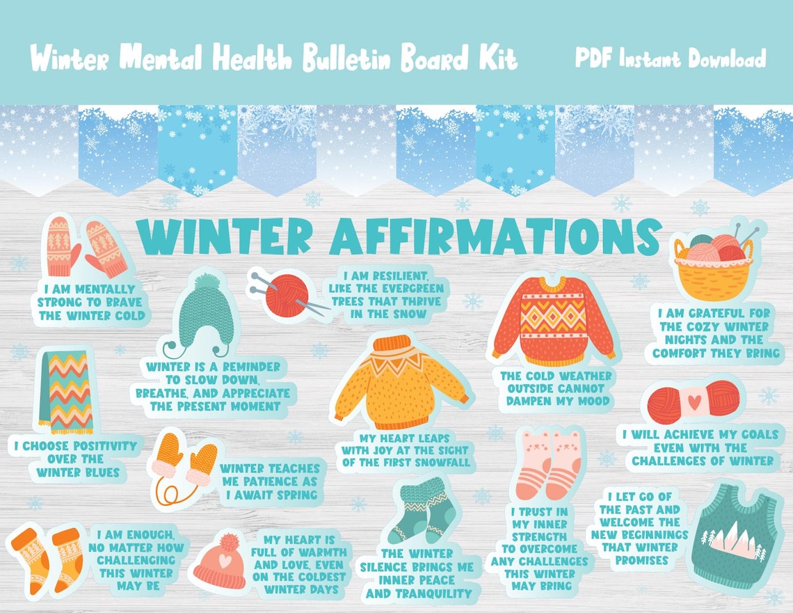Winter Affirmation Bulletin Board Kit/mental Health Awareness/classroom ...