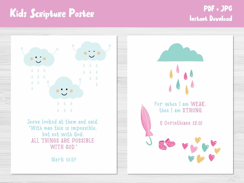10 Sunday School Poster/christian Bulletin Board/kids Bible Verse Wall ...