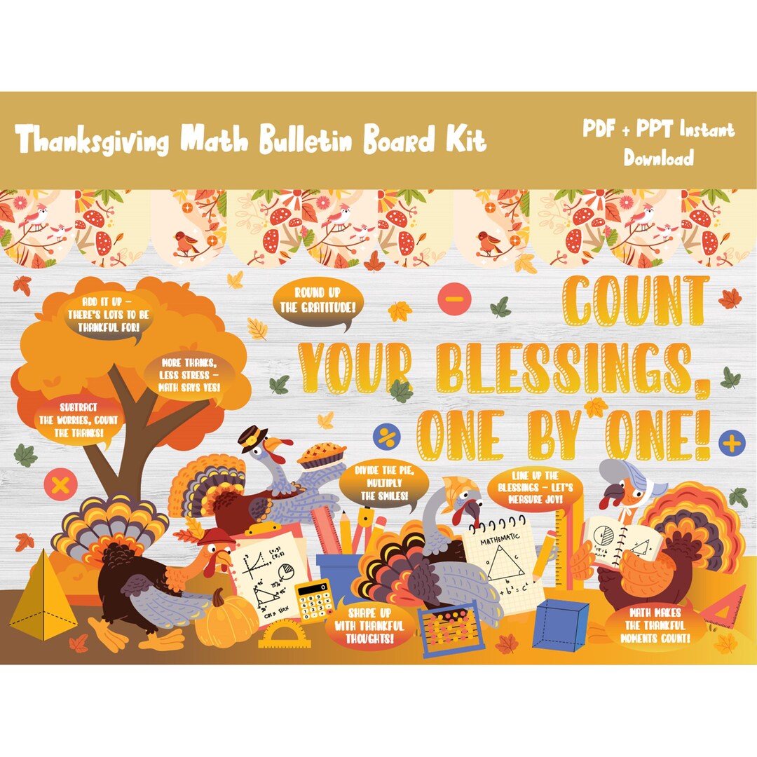 Thanksgiving Math Bulletin Board Kit/fall Autumn STEM Mathematics ...