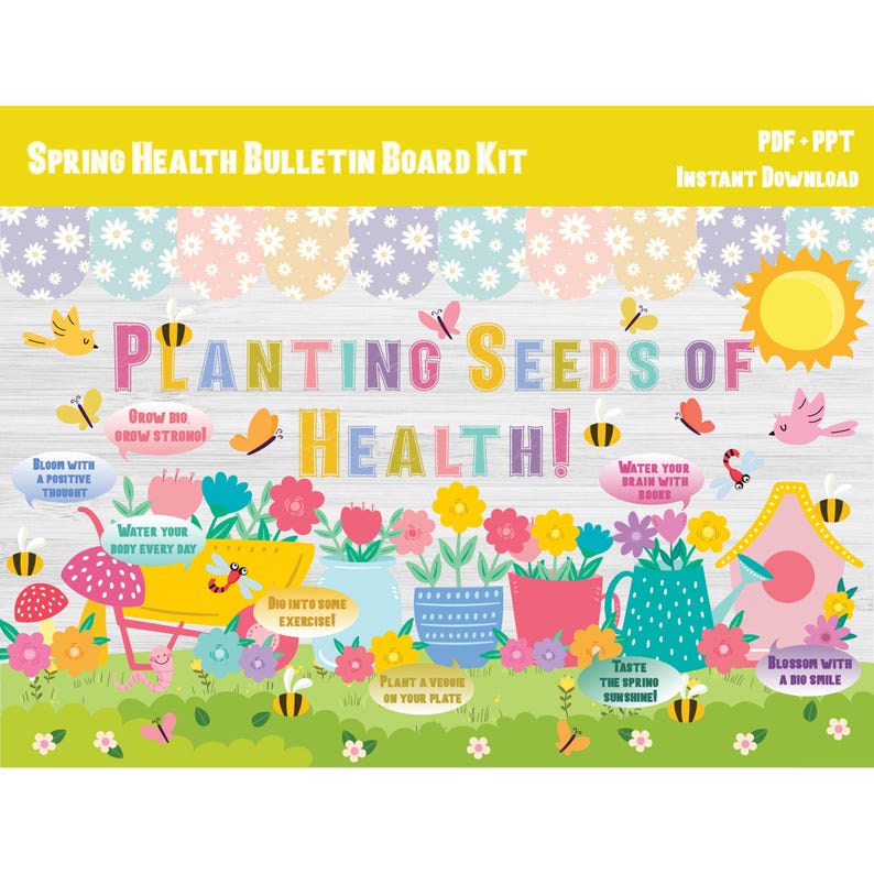 Spring School Clinic Nurse Bulletin Board Kit/health Office/march April ...