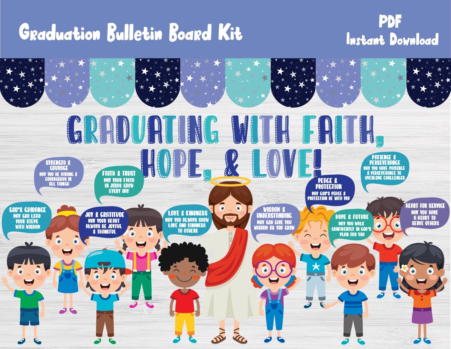 Christian Graduation Bulletin Board Kit/church End of School Year ...