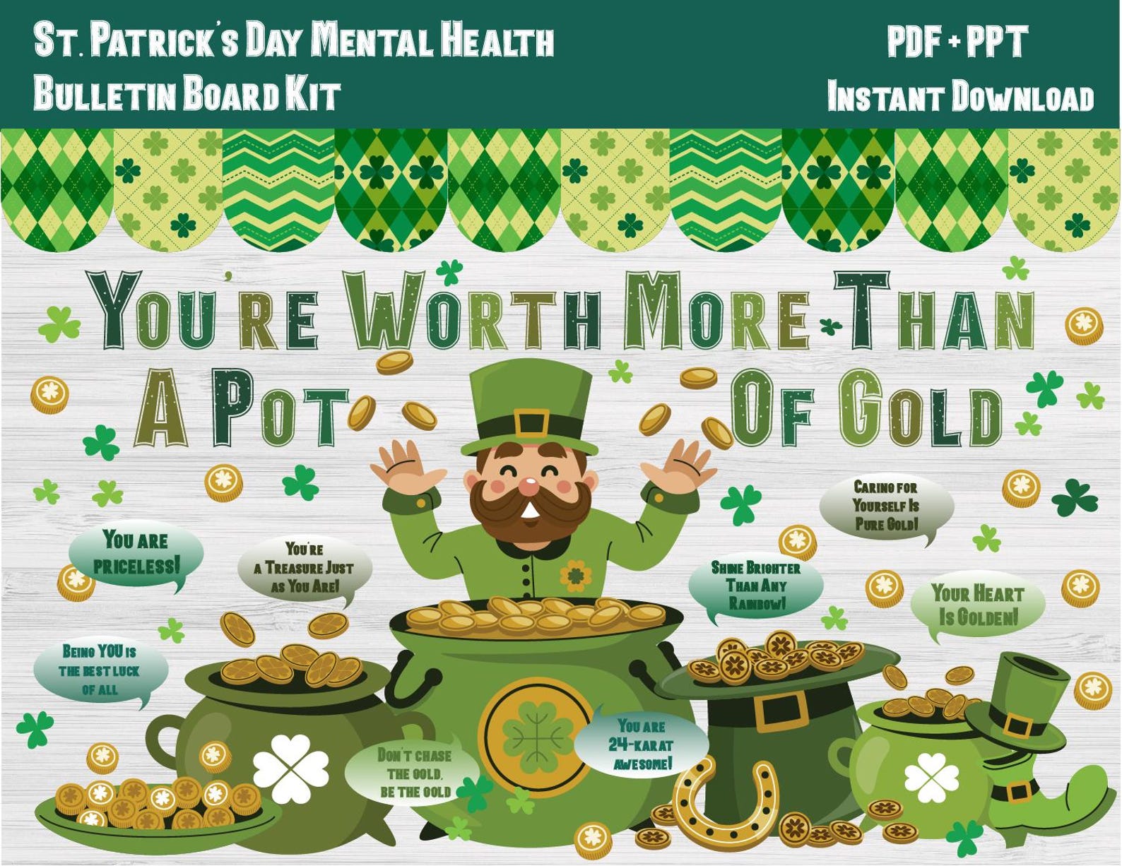 Saint St Patrick's Day Mental Health Bulletin Board Kit/march Classroom ...