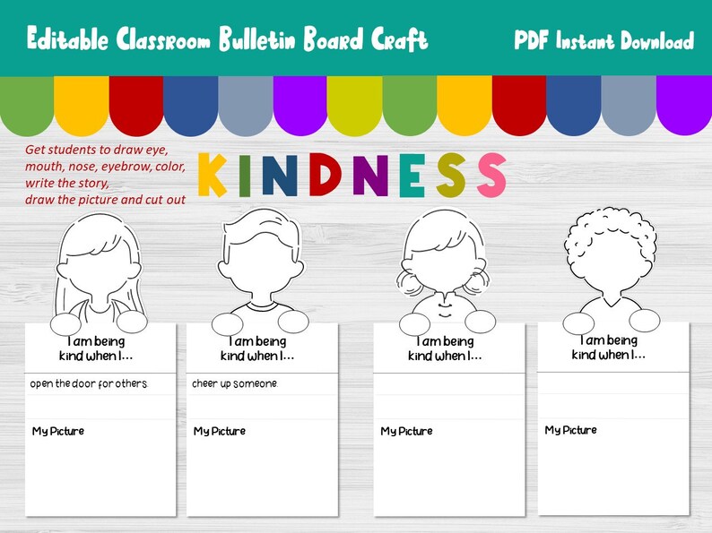 Kindness Bulletin Board Kit/kindergarten Classroom Printable/preschool ...