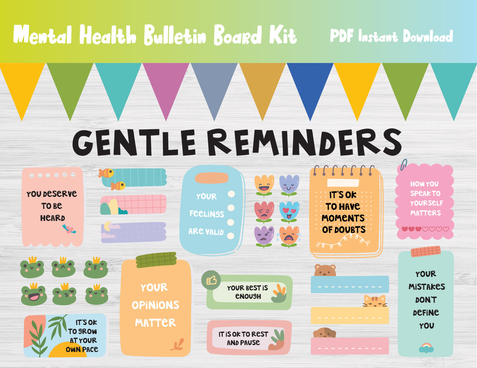Mental Health Bulletin Board Kits/positive Affirmation Printable/school ...