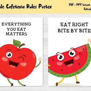 8 Cafeteria Bulletin Board Kit/kindergarten Lunch Room Posters ...