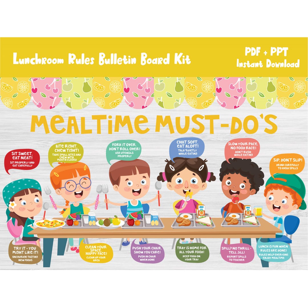 Lunchroom Rules Bulletin Board Kit/school Cafeteria/lunch Room Wall ...