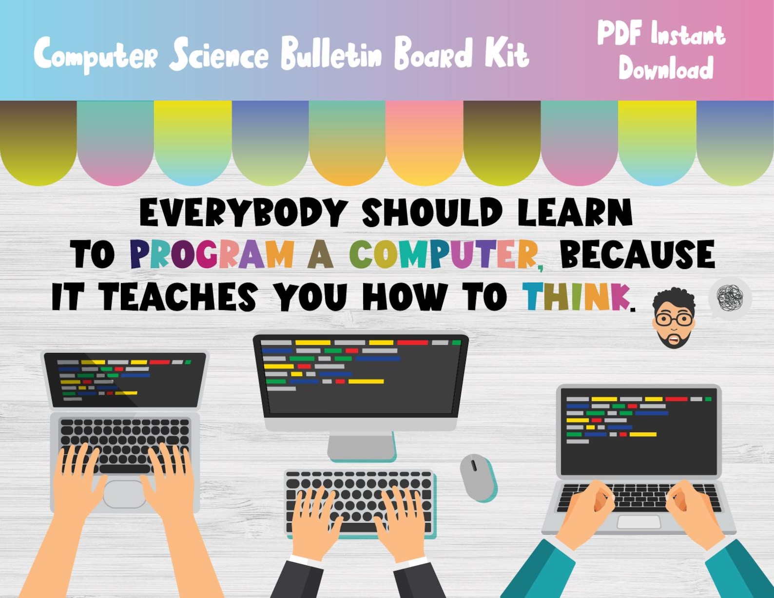 Coding Bulletin Board Kit/computer Science/lab/classroom/technology ...