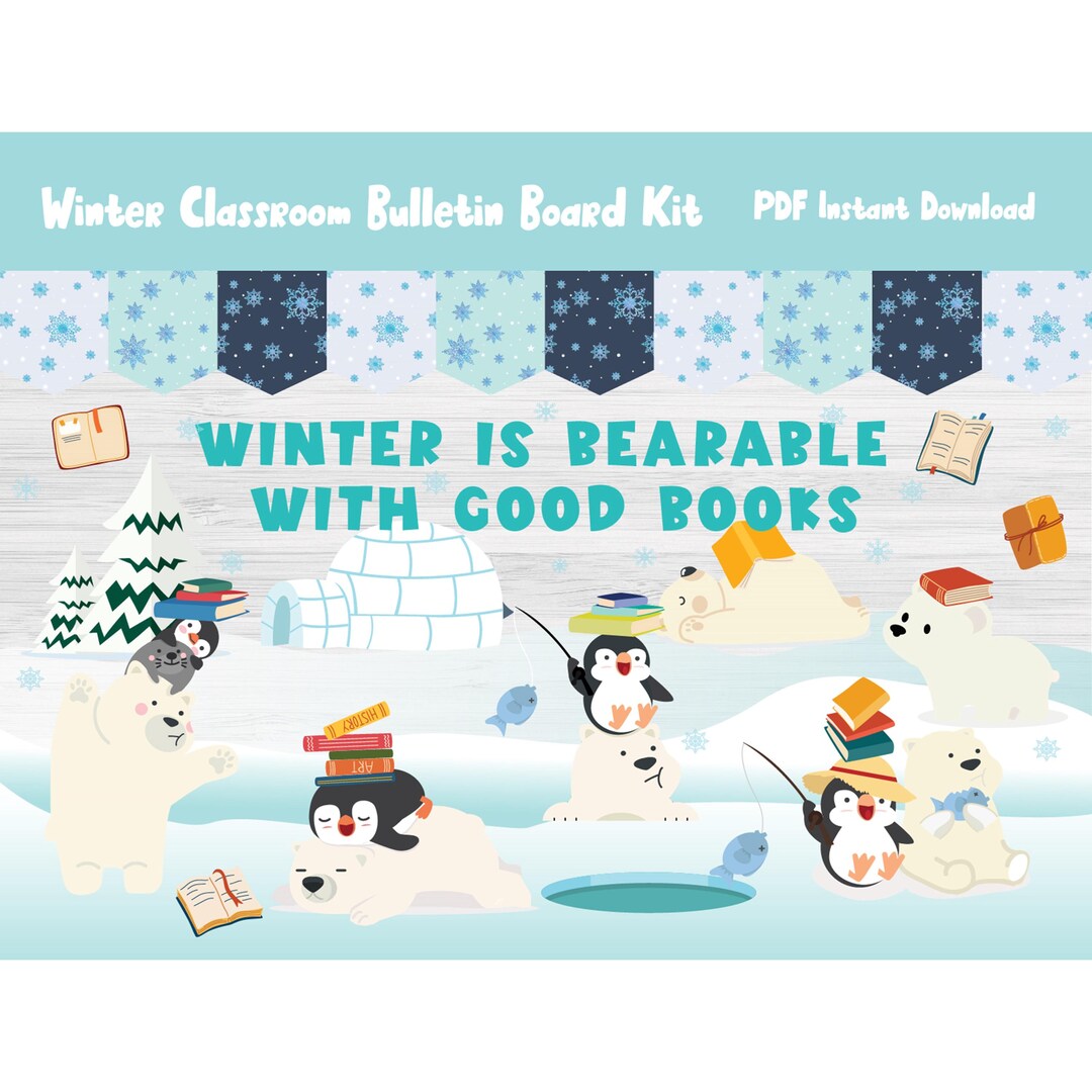 Winter Reading Bulletin Board Kit/library Printable/december ...