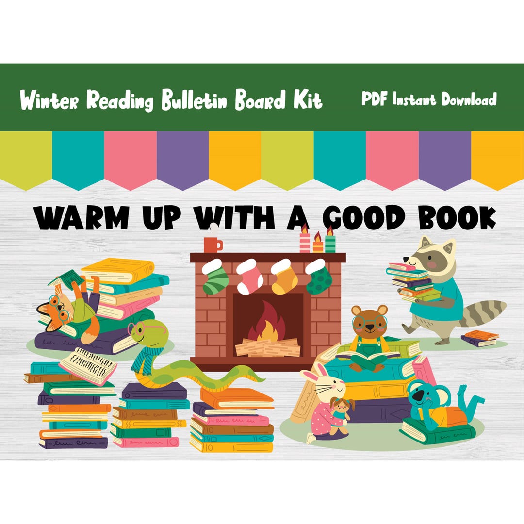 Winter Reading Bulletin Board Kit/library Printable/december ...