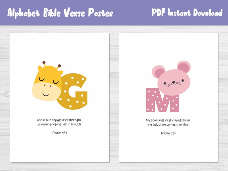 ABC Alphabet Bible Verse Poster/christian Scripture Wall Art/god Decor ...