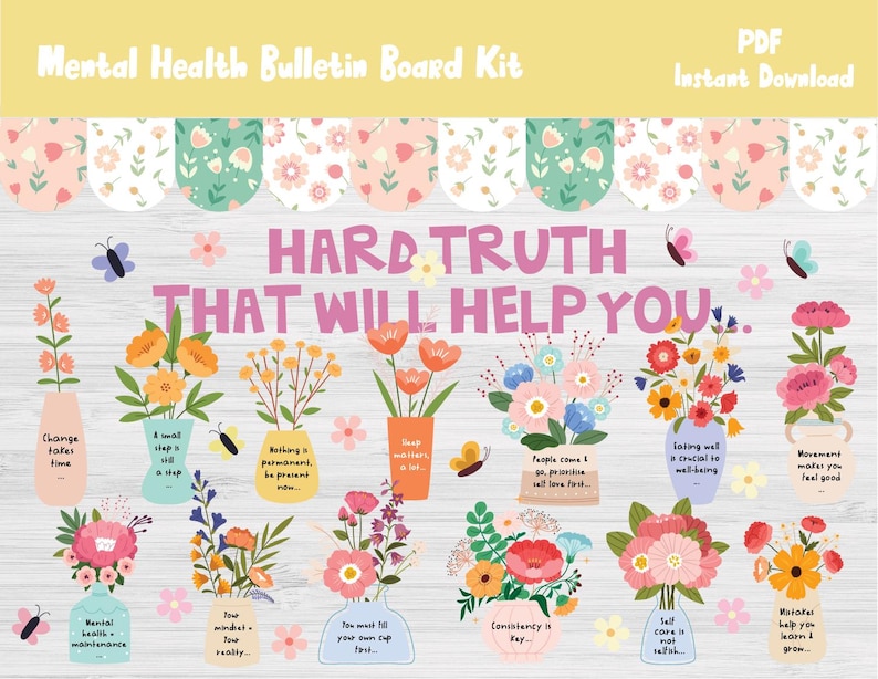 Mental Health Bulletin Board Kit/school Counselor/counseling Wall Door ...