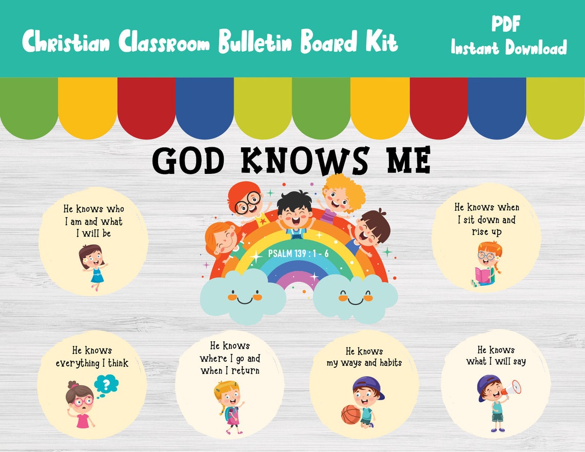 Christian Bulletin Board Kit/bible Verse Classroom Printable/sunday ...