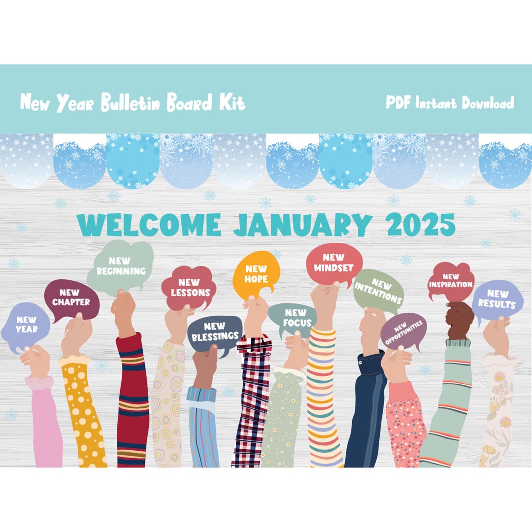New Year January Bulletin Board Kit/2025 Classroom Decor/elementary ...