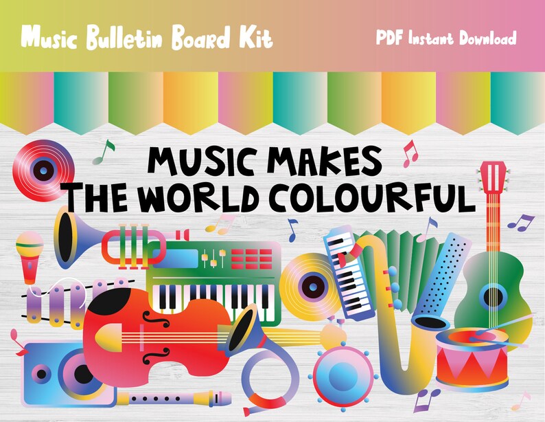 Music Classroom Bulletin Board Kit/music Class Room Decor/wall Door ...