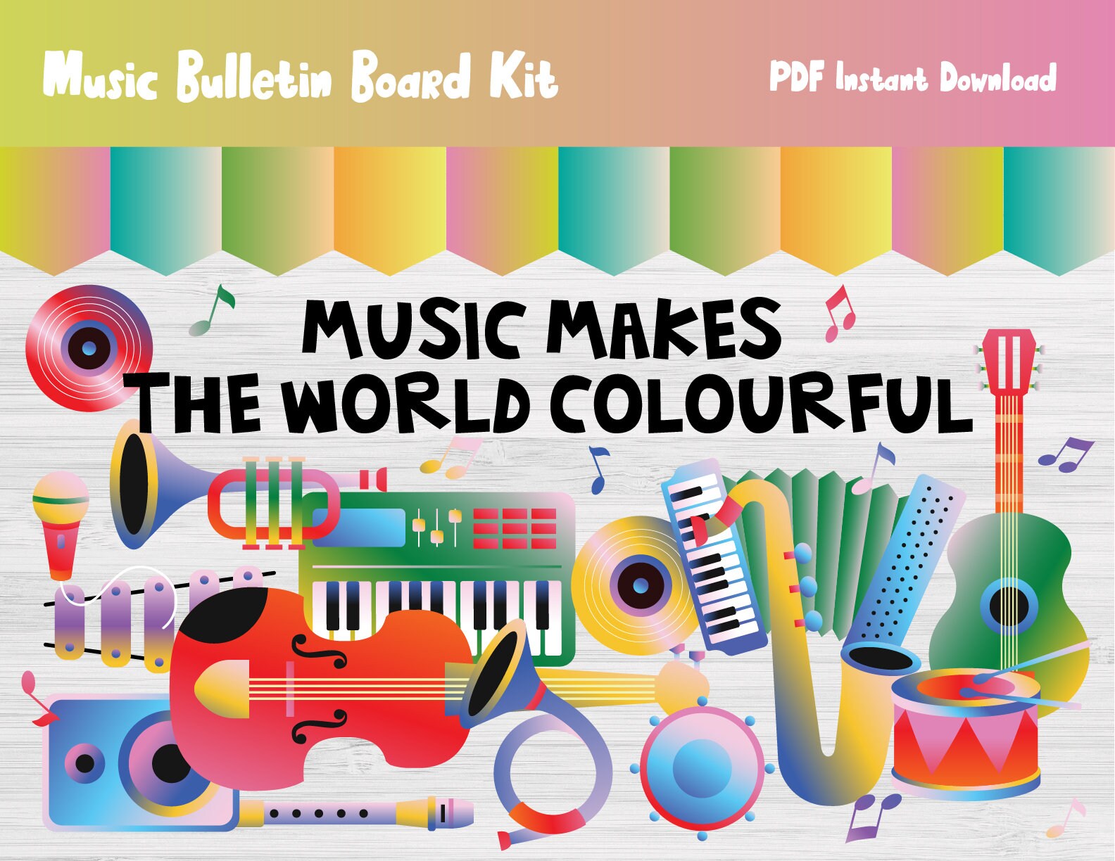 Music Classroom Bulletin Board Kit/music Class Room Decor/wall Door ...