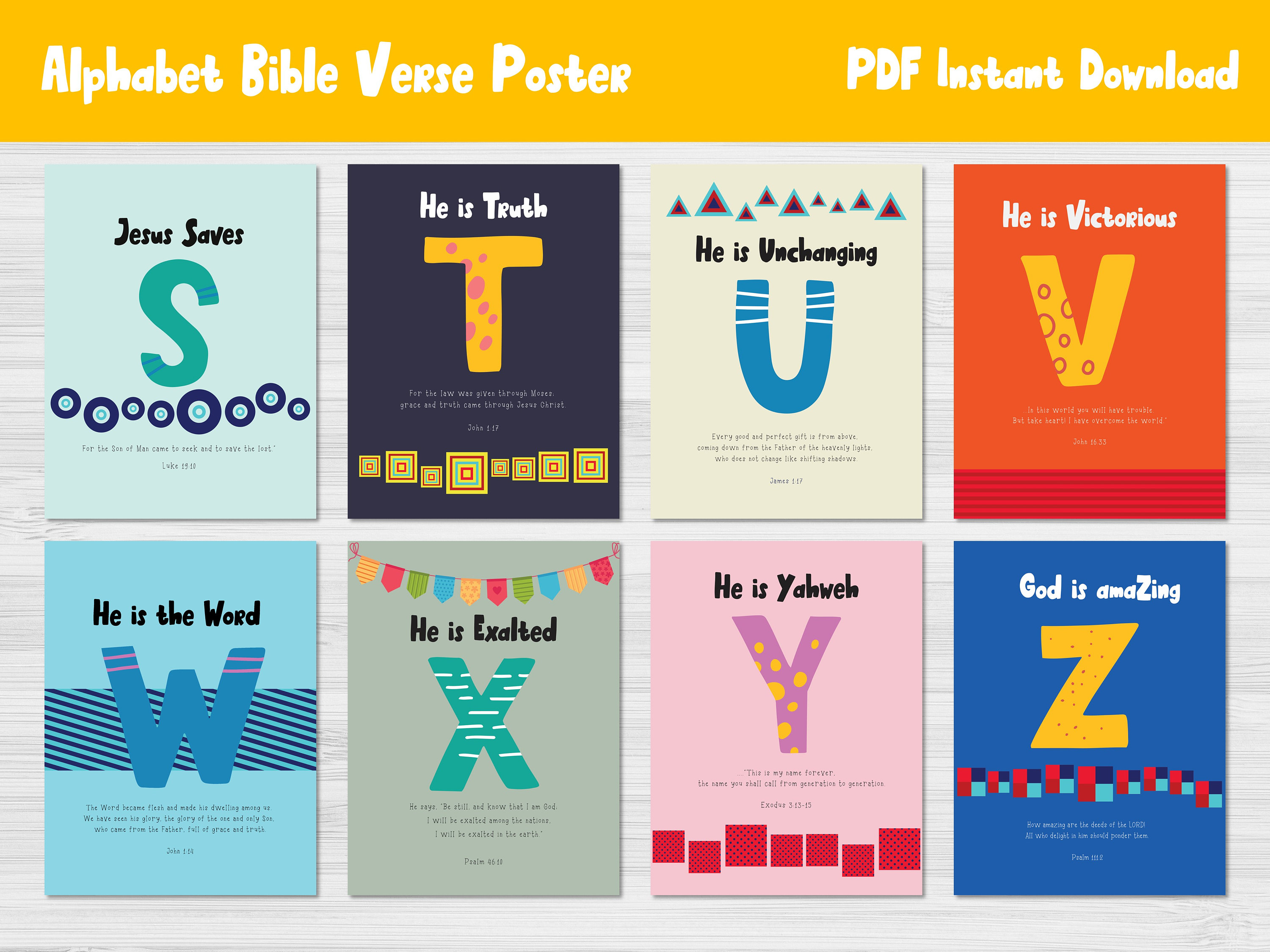 ABC Alphabet Bible Verse Poster/christian Scripture Wall Art/god Decor ...