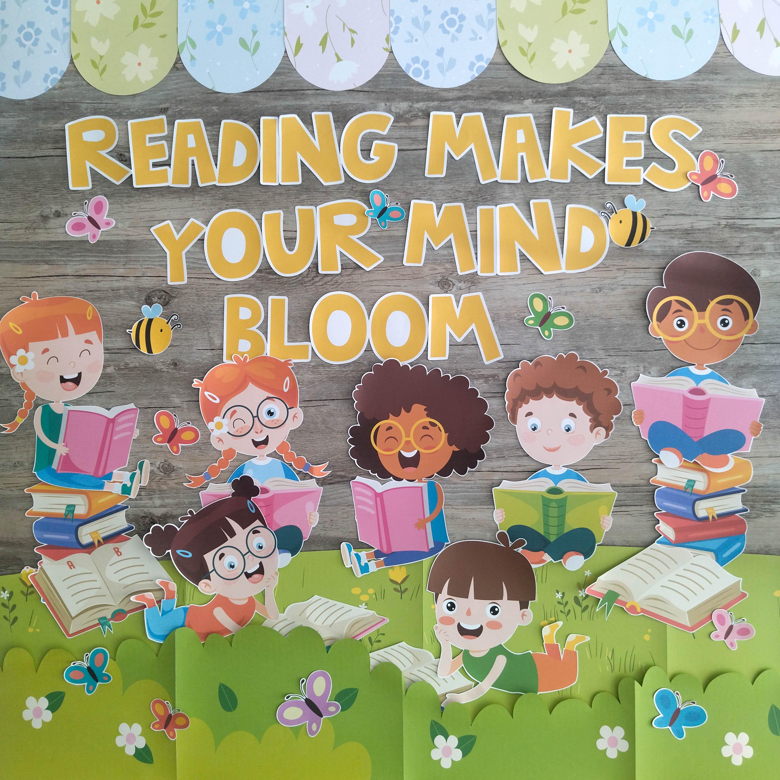 Spring Reading Bulletin Board Kit/march April Library Classroom Decor ...