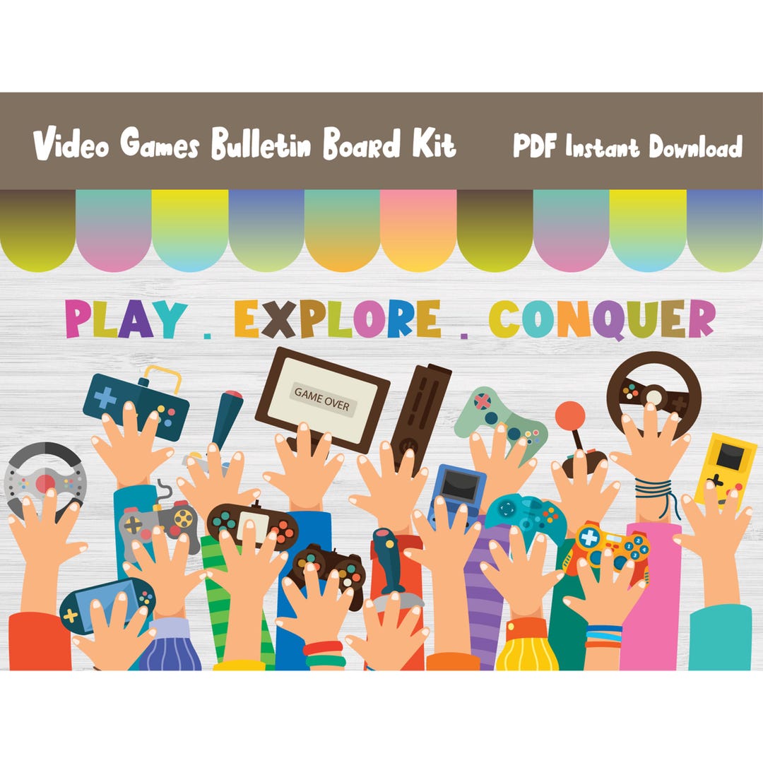 Video Game Bulletin Board Kit/gamer Room Decor/school Classroom Wall ...