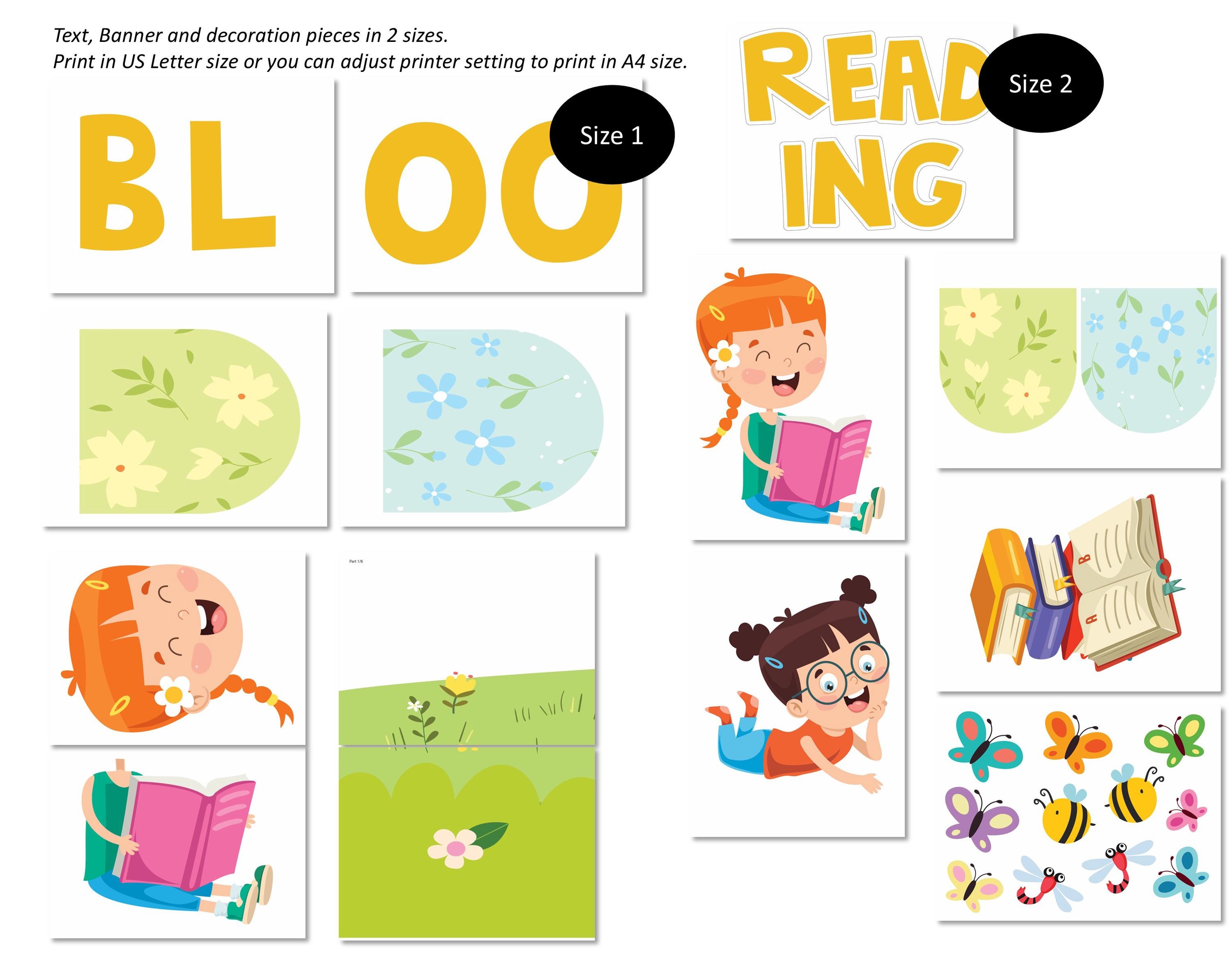 Spring Reading Bulletin Board Kit/march April Library Classroom Decor ...