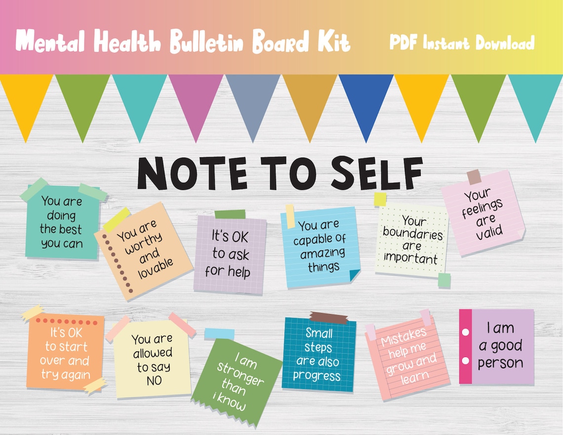 Mental Health Bulletin Board Kits/positive Affirmation Printable/school ...