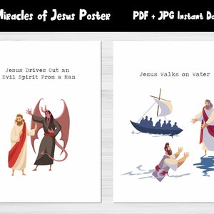 10 Miracles of Jesus Poster/christian Bulletin Board Kit/bible Story ...