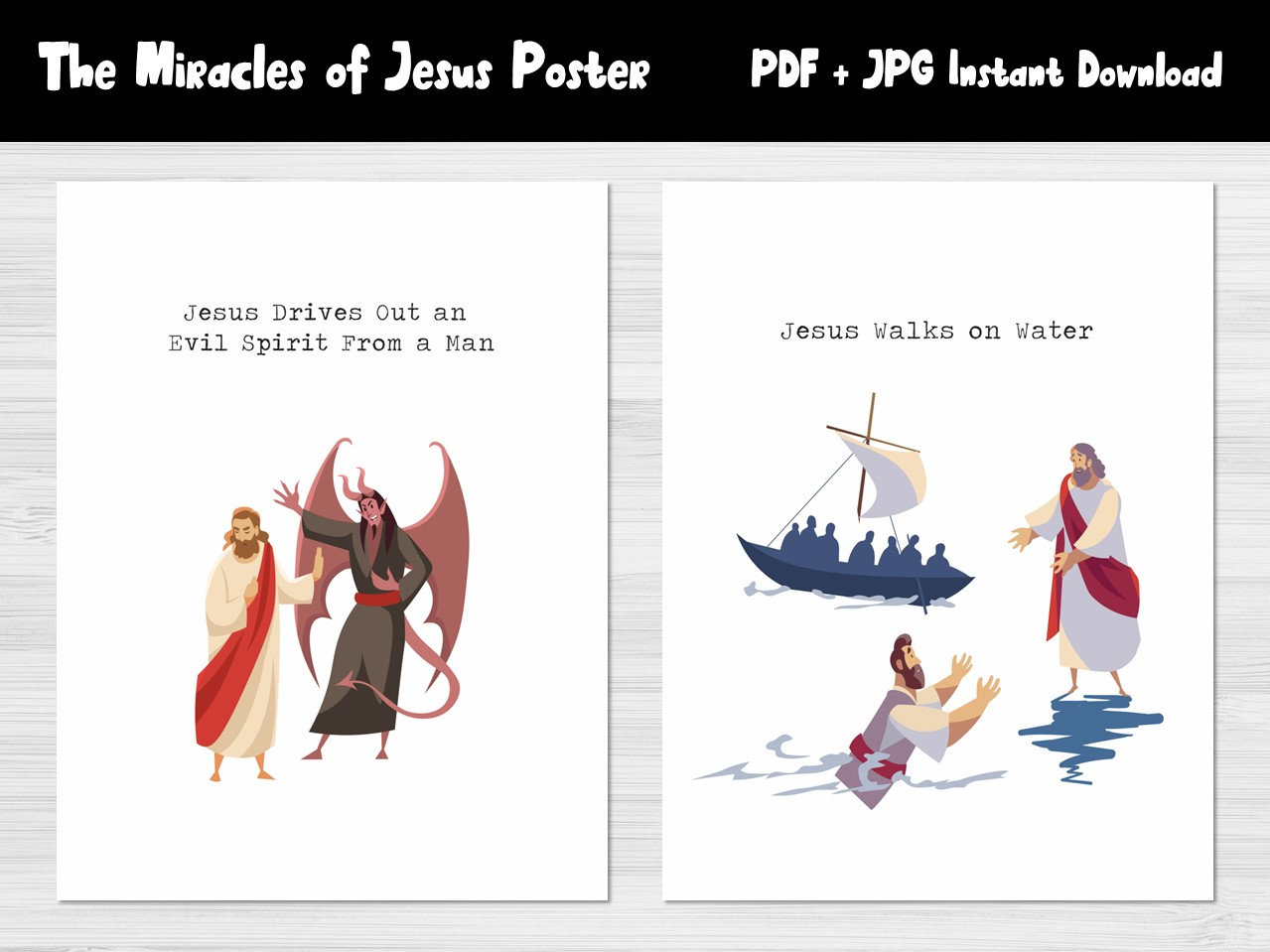 10 Miracles of Jesus Poster/christian Bulletin Board Kit/bible Story ...