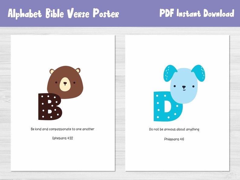 ABC Alphabet Bible Verse Poster/christian Scripture Wall Art/god Decor ...