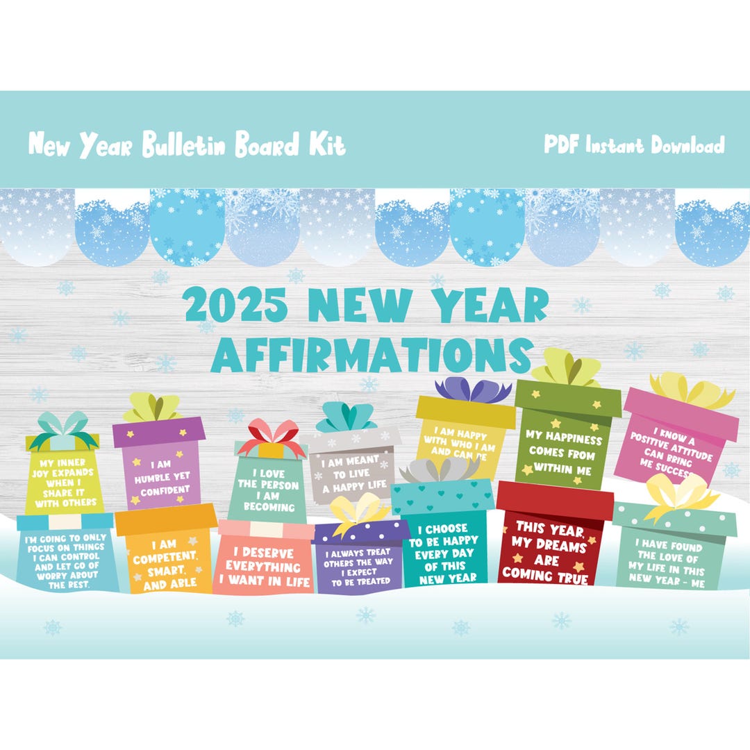 2025 New Year January Affirmation Bulletin Board Kit/mental Health ...