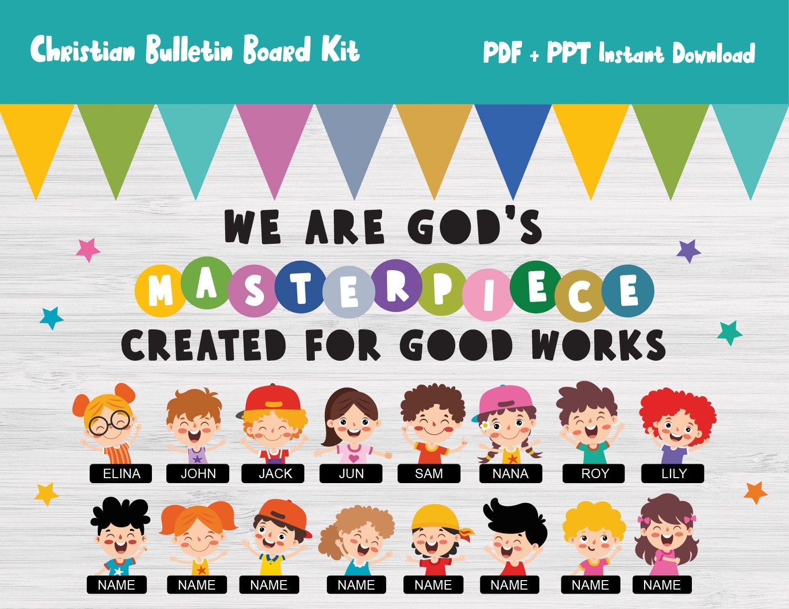 Christian Bulletin Board Kits/sunday School Classroom Printable/church ...