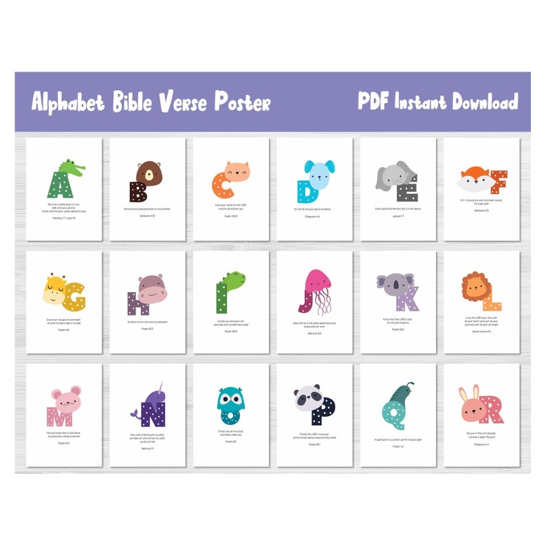 ABC Alphabet Bible Verse Poster/christian Scripture Wall Art/god Decor ...