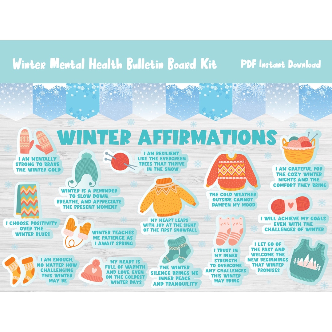 Winter Affirmation Bulletin Board Kit/mental Health Awareness/classroom ...